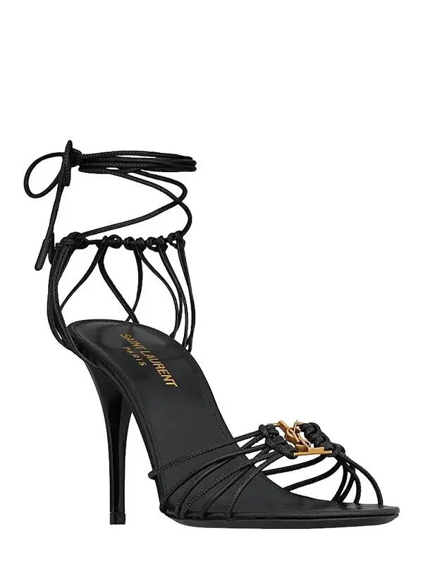 Saint Laurent Babylone" Sandals In Smooth Leather - Black Lambskin