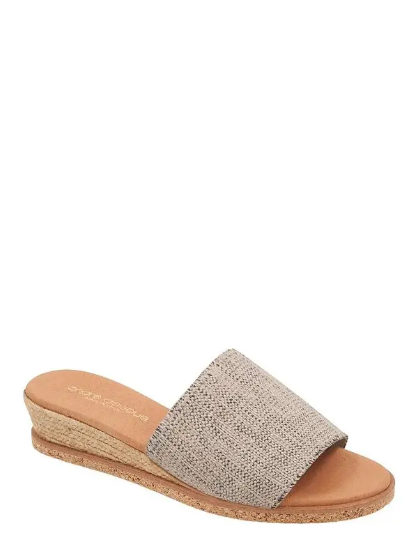 Andre Assous Nessie Espadrille Wedge Slides - Black/beige