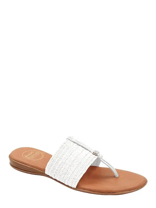Andre Assous Woven Thong Sandals - White