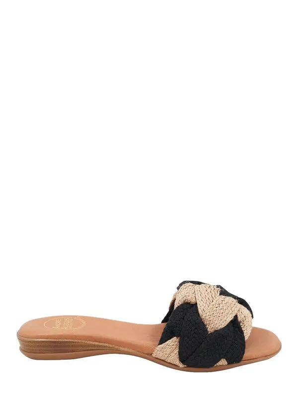 Andre Assous Nahala Woven Slide Sandals - Black/natural