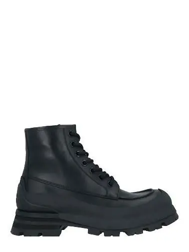 Alexander McQueen Ankle Leather Boots - Black