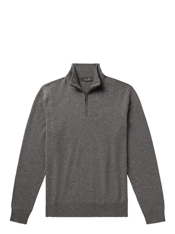 Loro Piana Slim-fit Baby Cashmere Half-zip Sweater - Gray