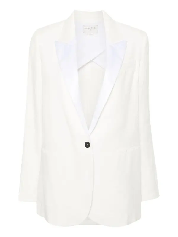 FORTE_FORTE Single-breasted Linen Blazer - White