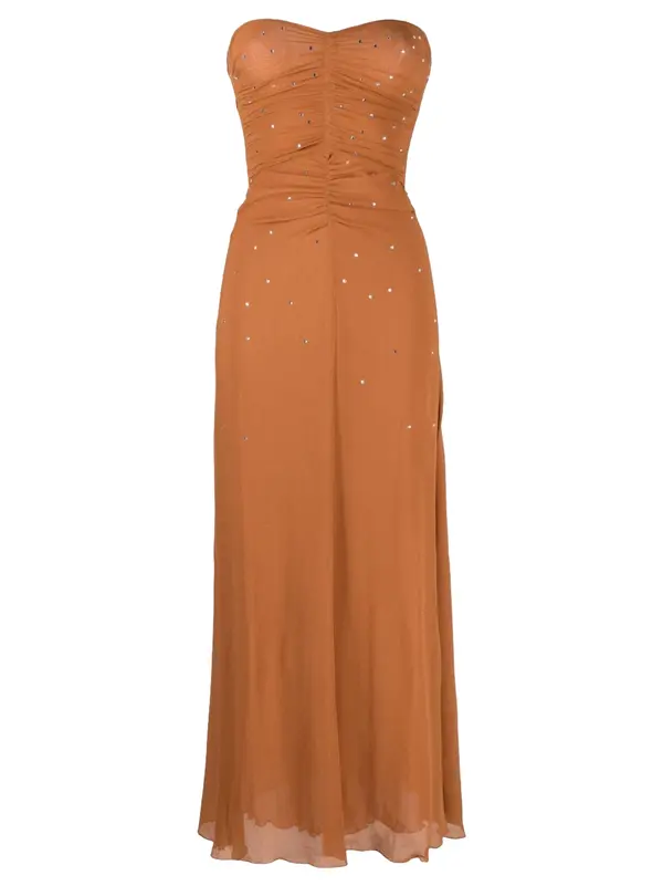 FORTE_FORTE Crystal-embellished Silk Maxi Dress - Brown