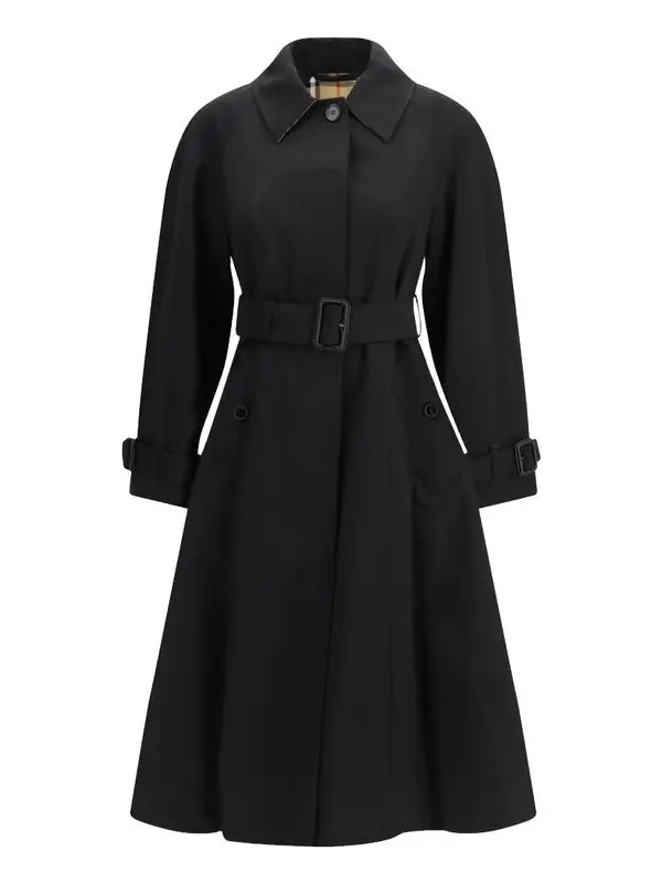 Burberry Ellingham Gabardine Trench Coat - Black