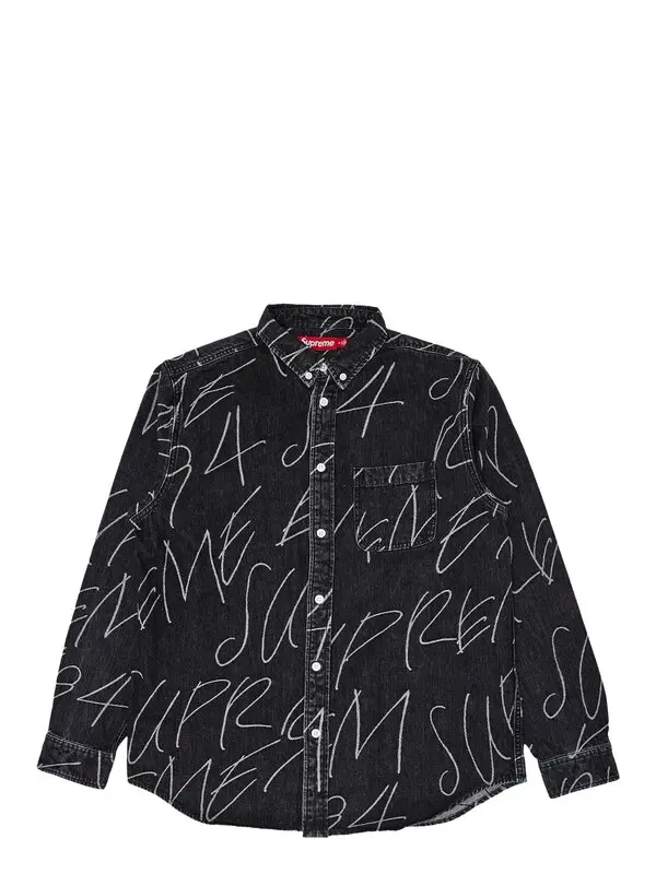 Supreme Handwriting Jacquard Denim Shirt 'washed - Black