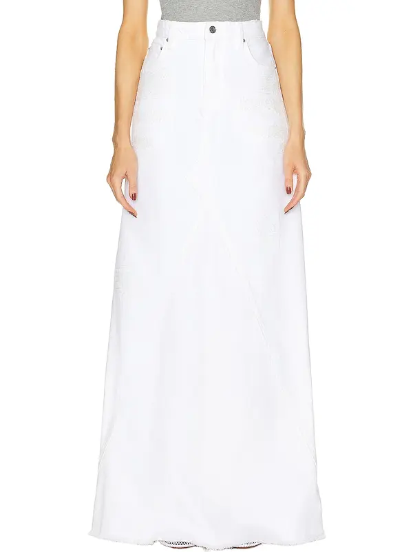 GRLFRND Fiona Godet Maxi Skirt - White Rip