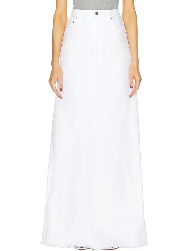 GRLFRND Fiona Godet Maxi Skirt - White Rip