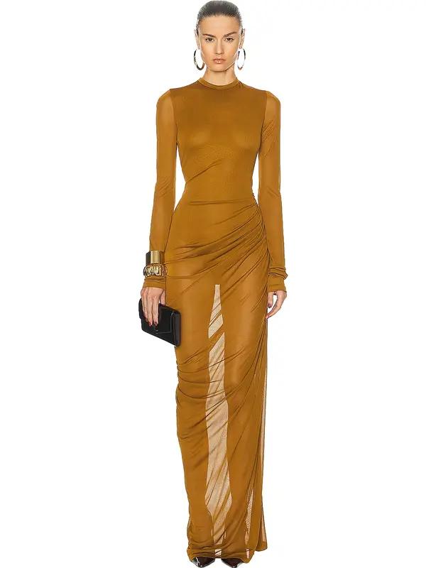 Saint Laurent Voile Jersey Gown - Cumin
