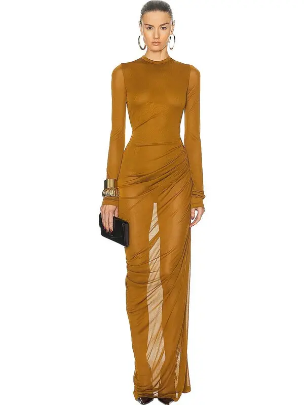 Saint Laurent Voile Jersey Gown - Cumin