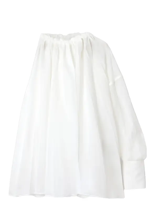 FERRAGAMO One-sleeve Silk-blend Organza Blouse - White