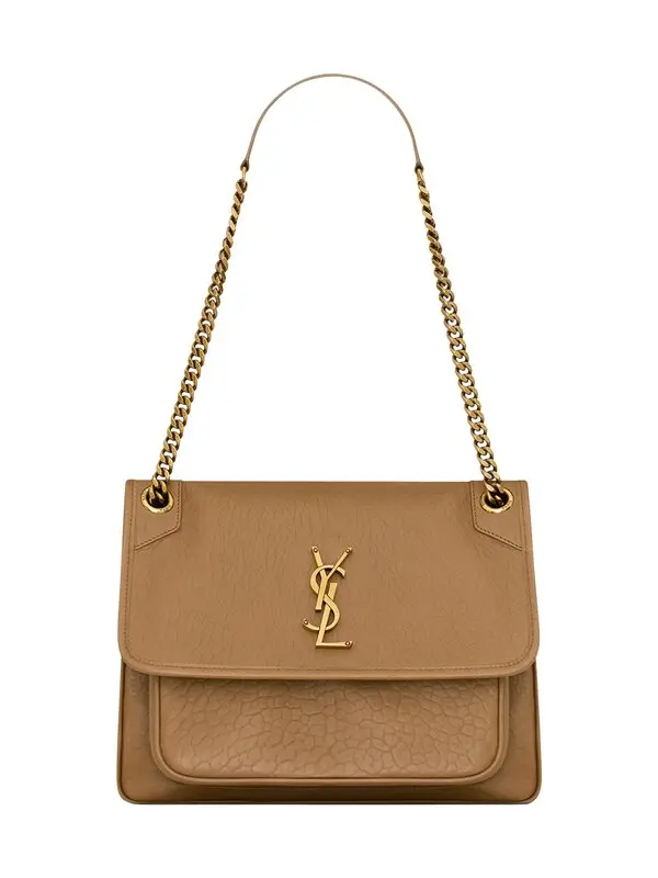 Saint Laurent Medium Leather Niki Shoulder Bag - Beige