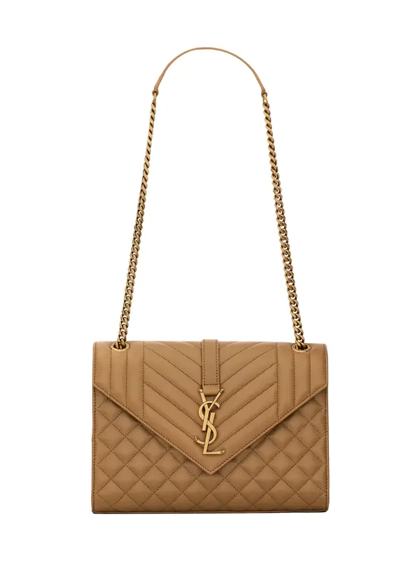 Saint Laurent Medium Envelope Shoulder Bag - Beige