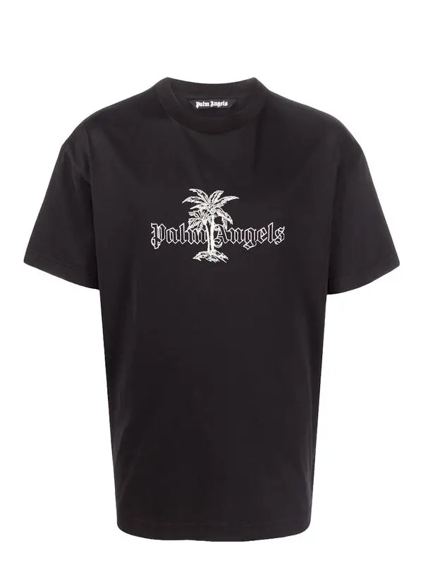 Palm Angels Sunset Palm Logo T-shirt - Black/white