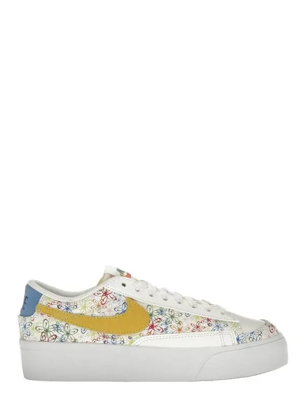 Nike Blazer Low Platform Floral Sneakers - Sail/university Blue/vivid Sulfur