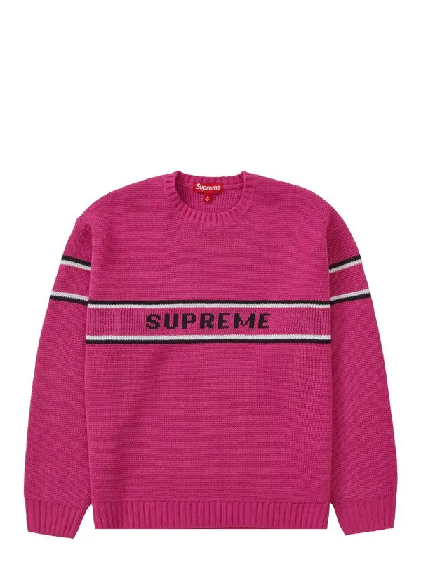 Supreme Striped Crewneck Sweater - Pink