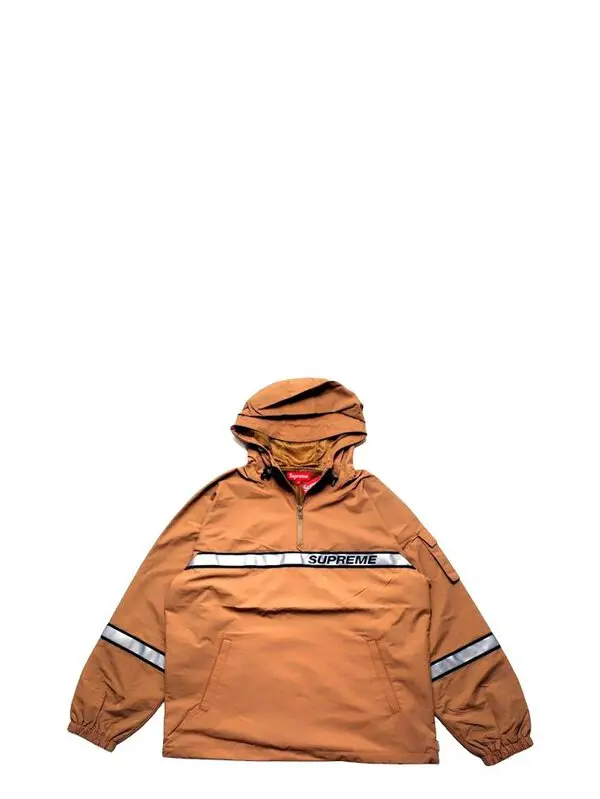 Supreme Reflective Taping Hooded Pullover - Tan