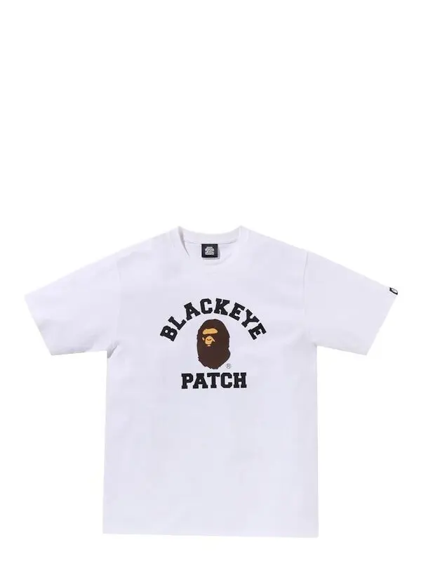 A BATHING APE X Black Eye Patch College Tee Shirt - White