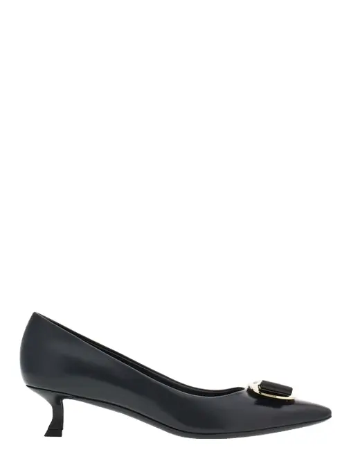 FERRAGAMO Vara Plate Low Heel Pump - Black