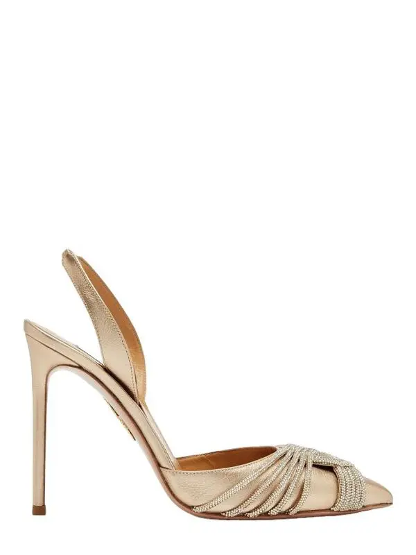 AQUAZZURA 105 Embellished Slingback Pumps - Gold