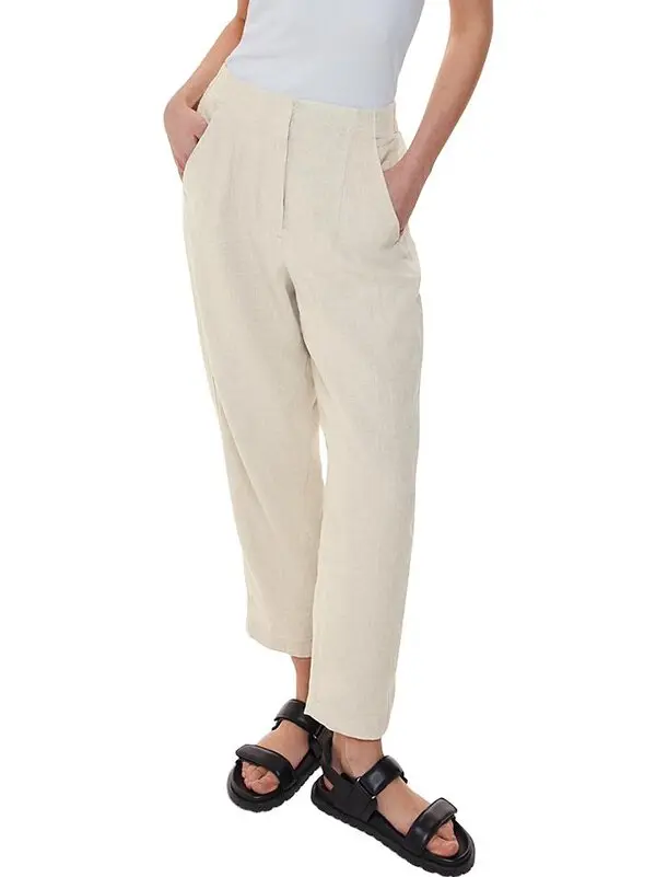 Whistles Linen Barrel Leg Trousers - Oatmeal