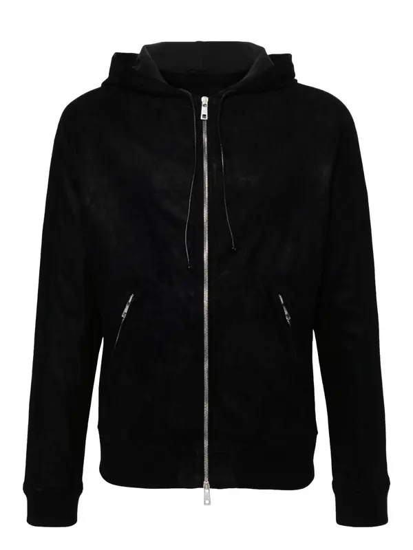 GIORGIO BRATO Suede Hooded Jacket - Black