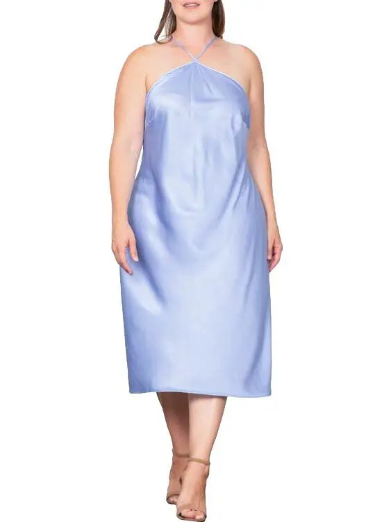 STANDARDS & PRACTICES Satin Midi Dress - Glacial Blue