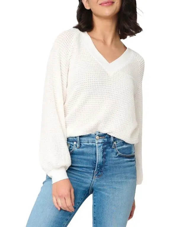 GIBSONLOOK Courtside Open Stitch V-neck Sweater - Ivory