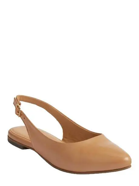 Trotters Evelyn Pointed Toe Slingback Flat - Medium Beige