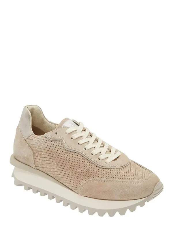 Eleventy Perforated Low Top Sneakers - Tan - Grey