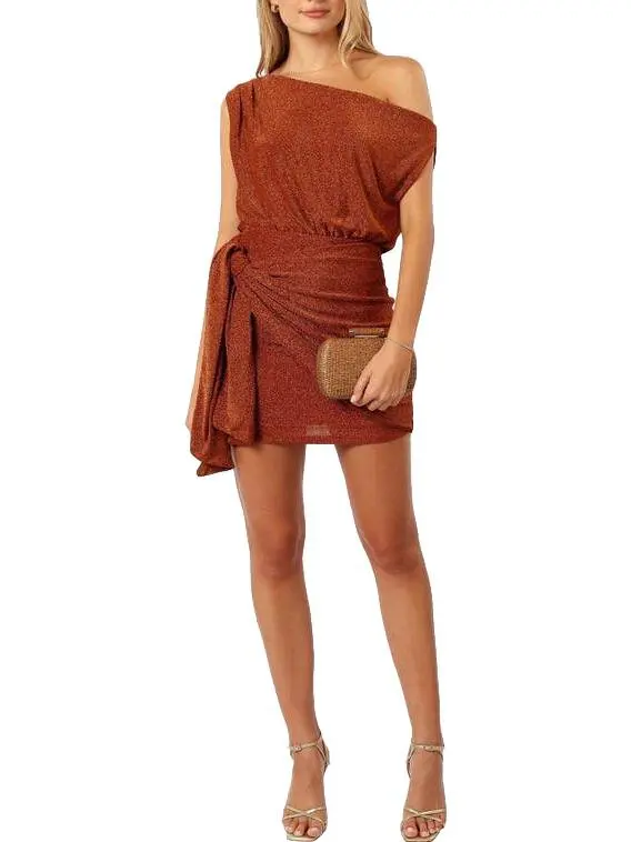 PETAL & PUP Santiago One-shoulder Knit Mini Dress - Bronze