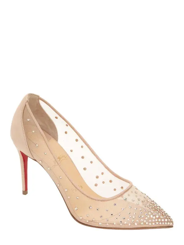 CHRISTIAN LOUBOUTIN Follies Mesh Pointed Toe Pumps - Light Silk
