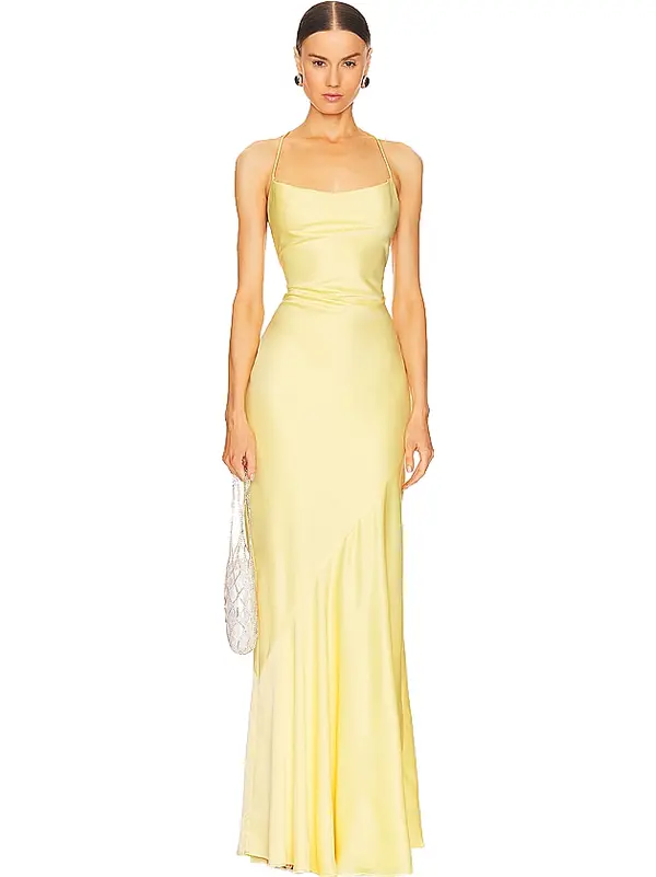 NOOKIE Entice Drape Gown - Lemon