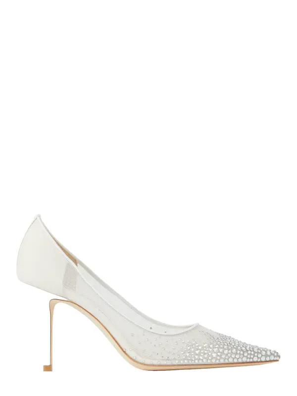 JIMMY CHOO Love 85 Crystal-embellished Mesh Pumps - White