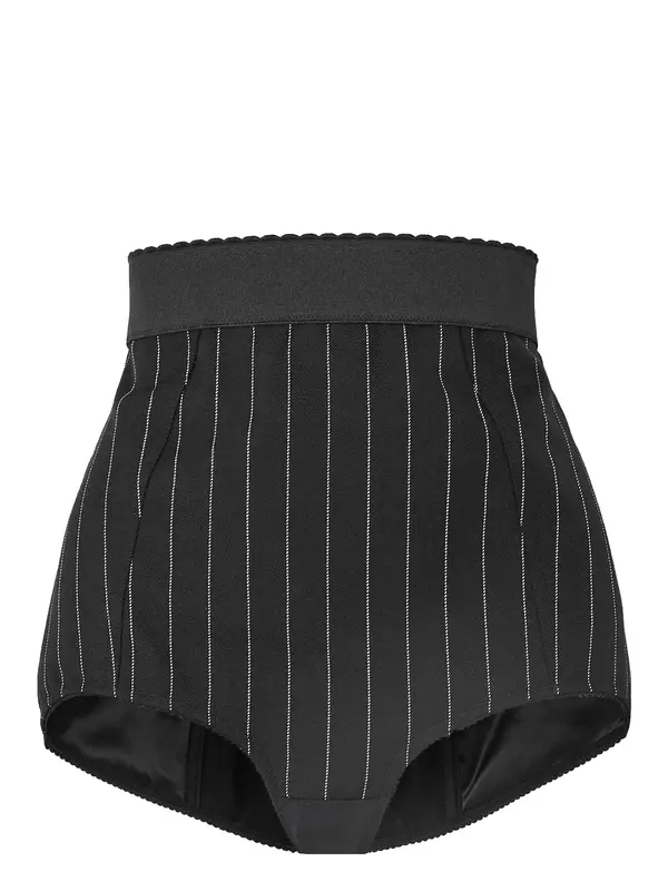 Dolce & Gabbana Pinstriped Wool-blend Twill Shorts - Black