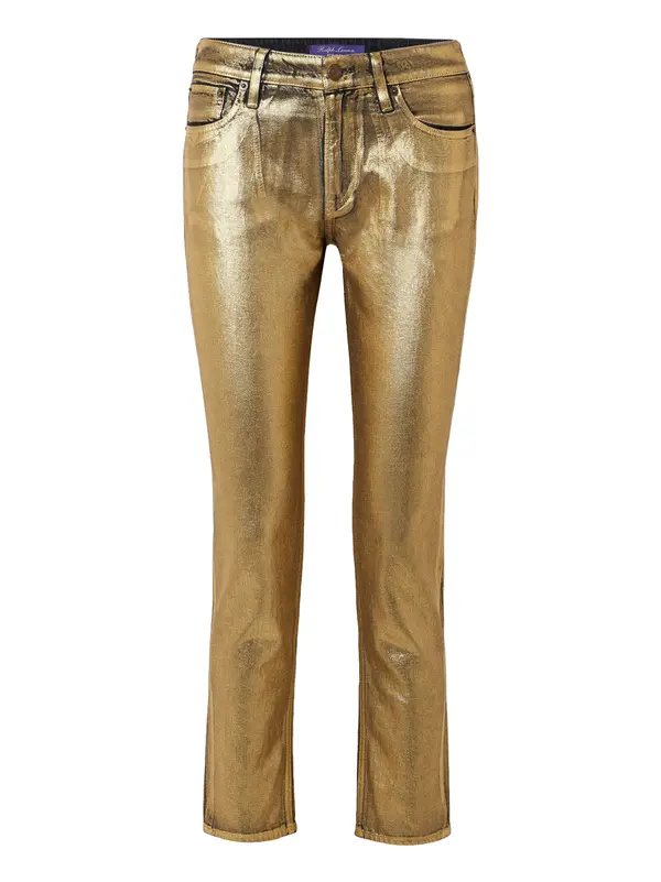 Ralph Lauren Metallic Coated Skinny Jeans - Gold