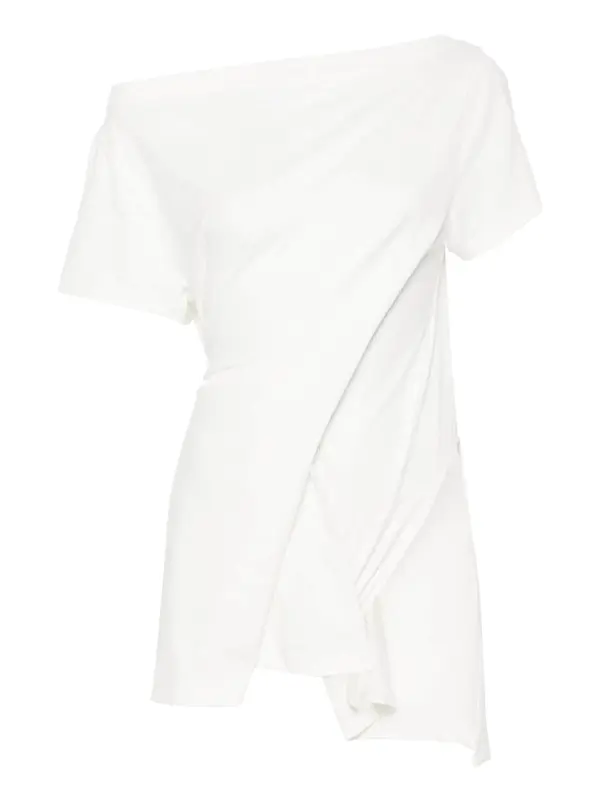 COURREGES Boat-neck Cotton Bodysuit - White