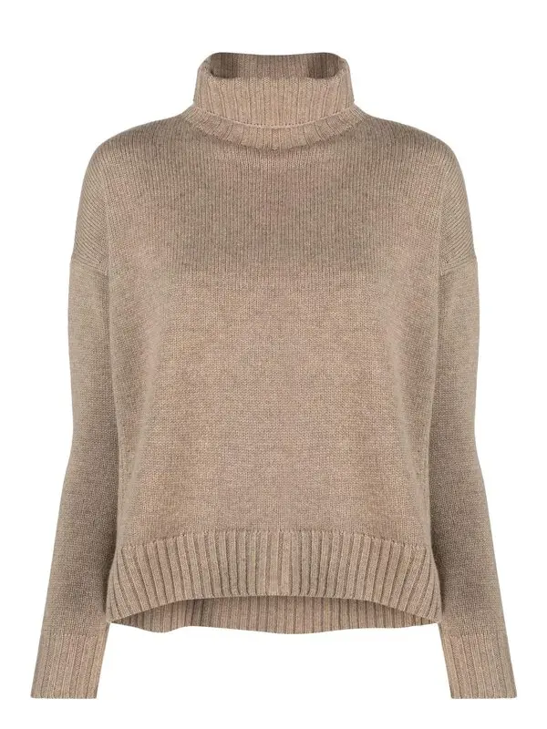 Max Mara Fine-knit Roll-neck Jumper - Neutrals