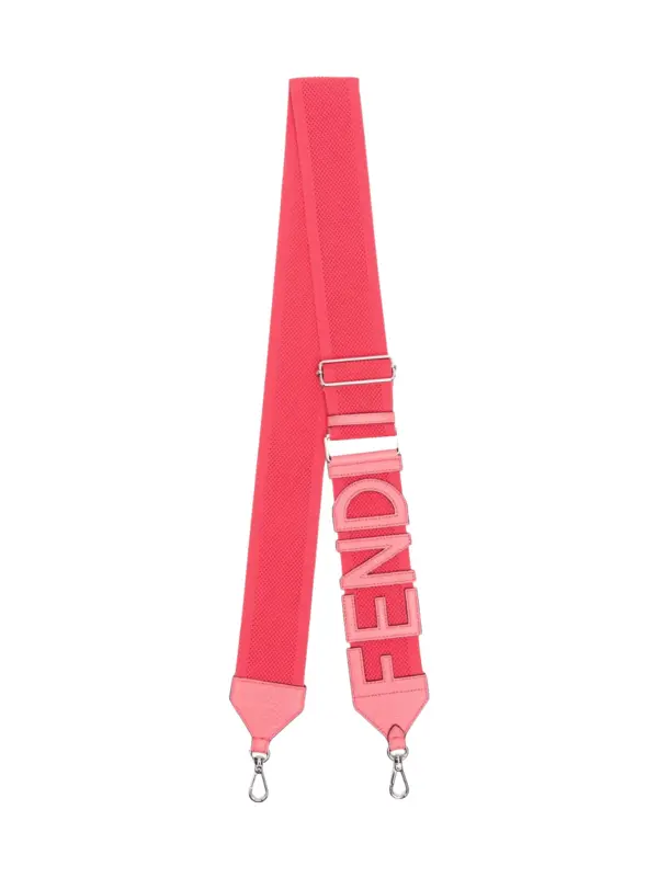 Fendi Embroidered Leather Shoulder Strap - Pink