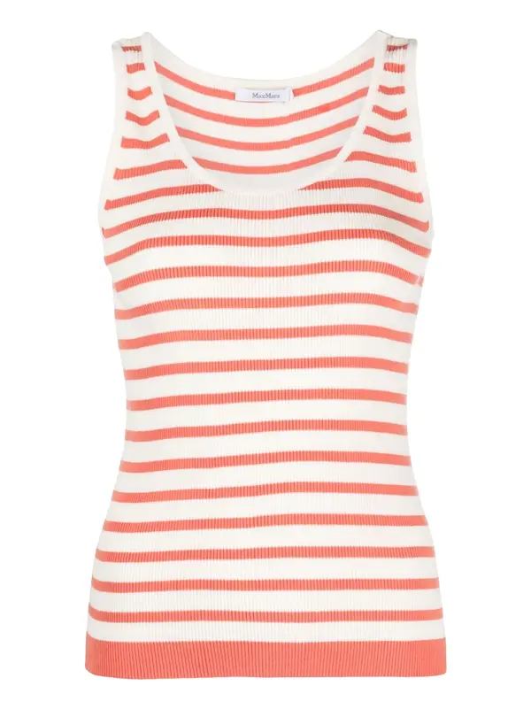 Max Mara Striped Knitted Tank Top - White