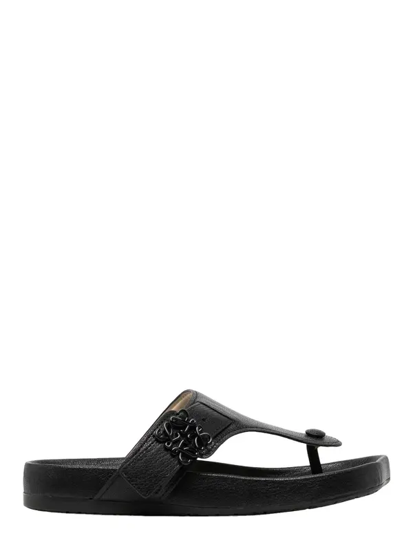 Loewe Logo-plaque Leather Flip Flops - Black
