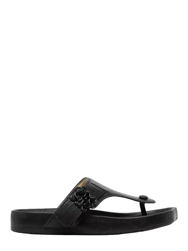 Loewe Logo-plaque Leather Sandals - Black