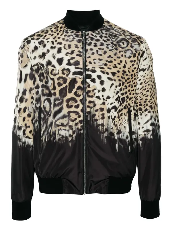 Roberto Cavalli Tiger Tooth Leopard-print Bomber Jacket - Neutrals