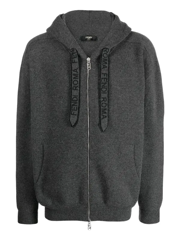 Fendi Logo-embroidered Cashmere Cardigan - Grey