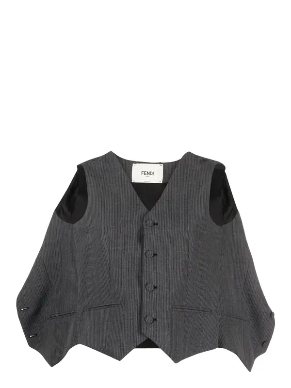 Fendi Pinstripe Wool Waistcoat - Grey