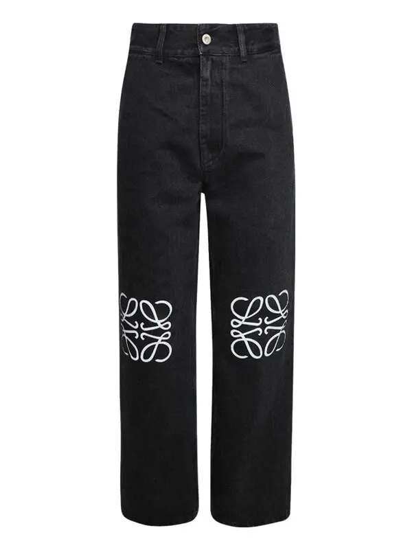 Loewe Anagram Print Wide-leg Jeans - Black