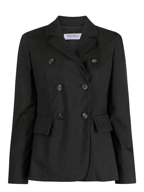 Max Mara Virgin Wool Double-breasted Blazer - Grey