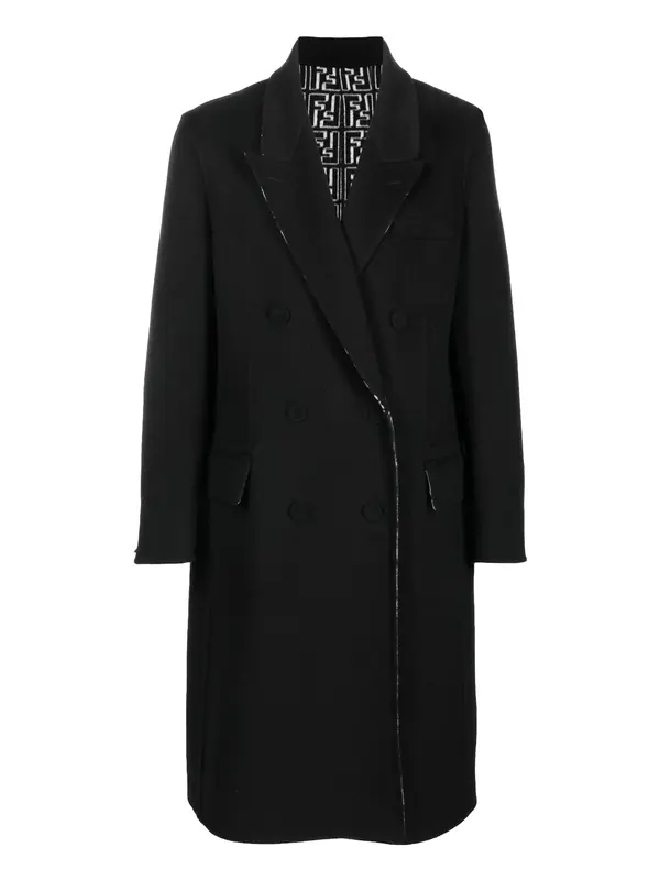 Fendi Ff-print Double-breasted Reversible Coat - Black
