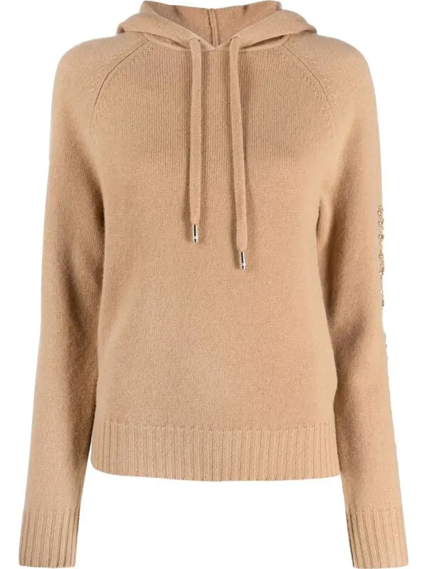 Max Mara Crystal-embellished Knitted Hoodie - Neutrals
