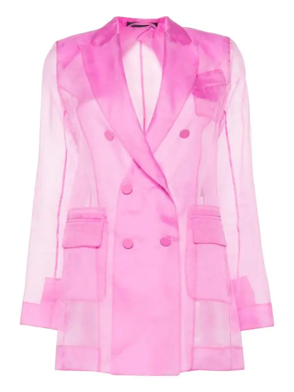 Max Mara Negrar Silk Double-breasted Blazer - Pink
